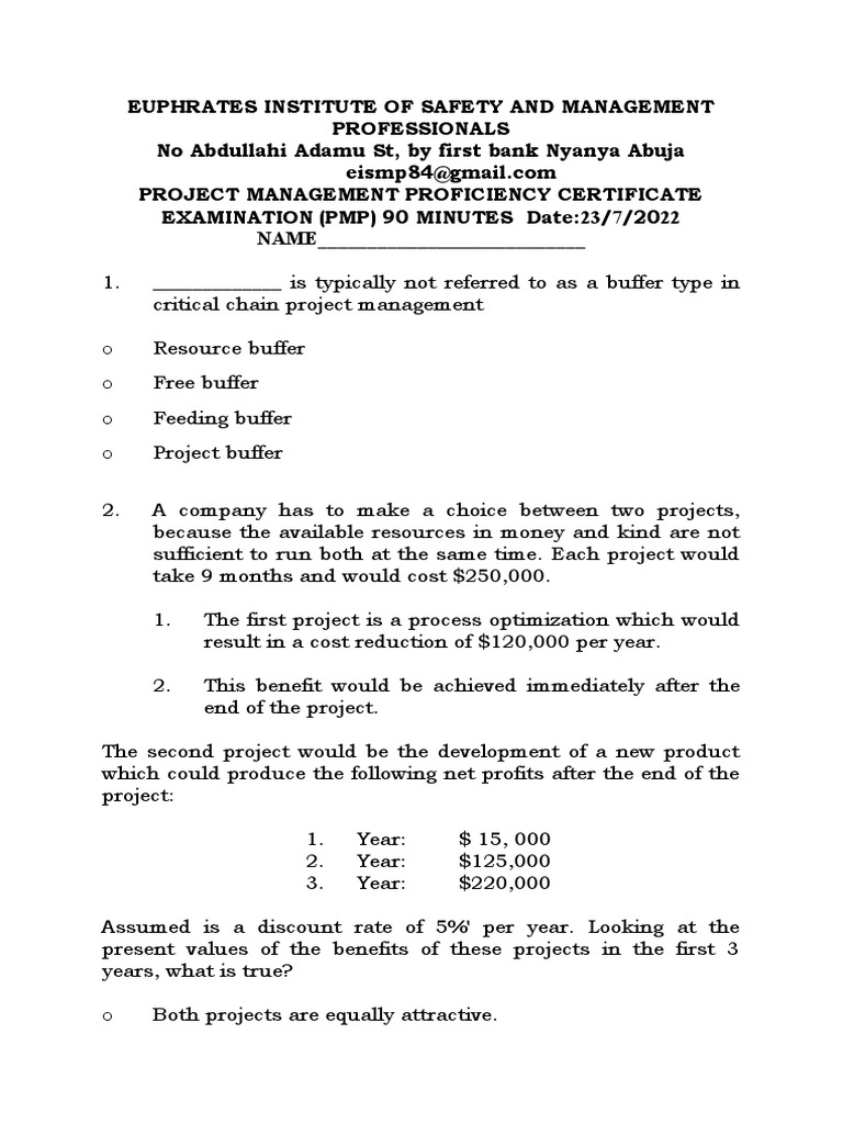 PMP Exam Questions | PDF | Project Management | Standard Deviation