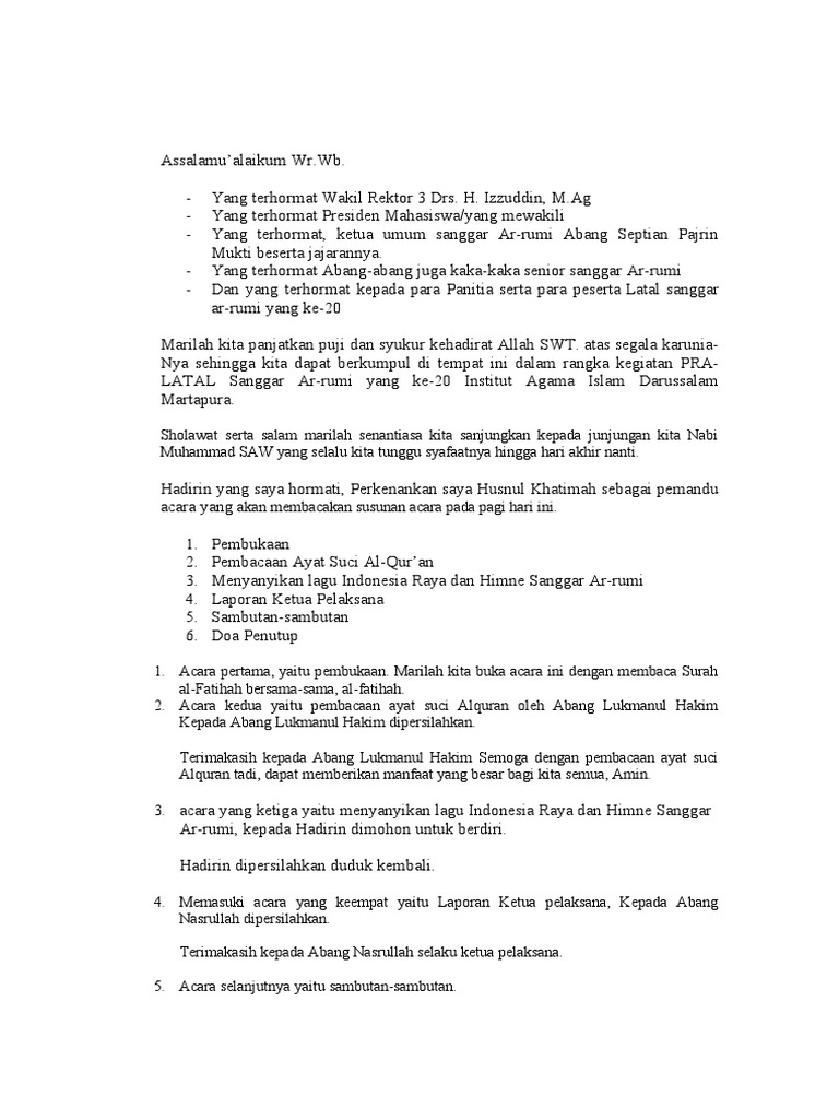 Teks MC | PDF | Kajian Bahasa Asing | Griya & Taman