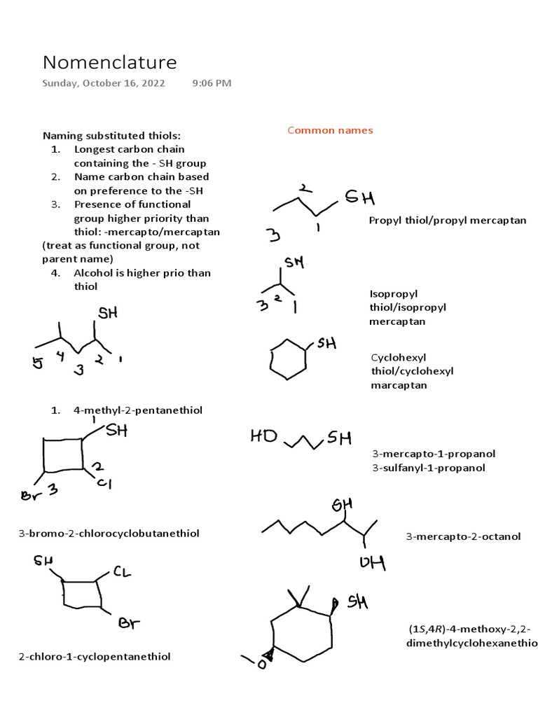 Naming and Properties of Thiols | PDF | Thiol | Physical Chemistry
