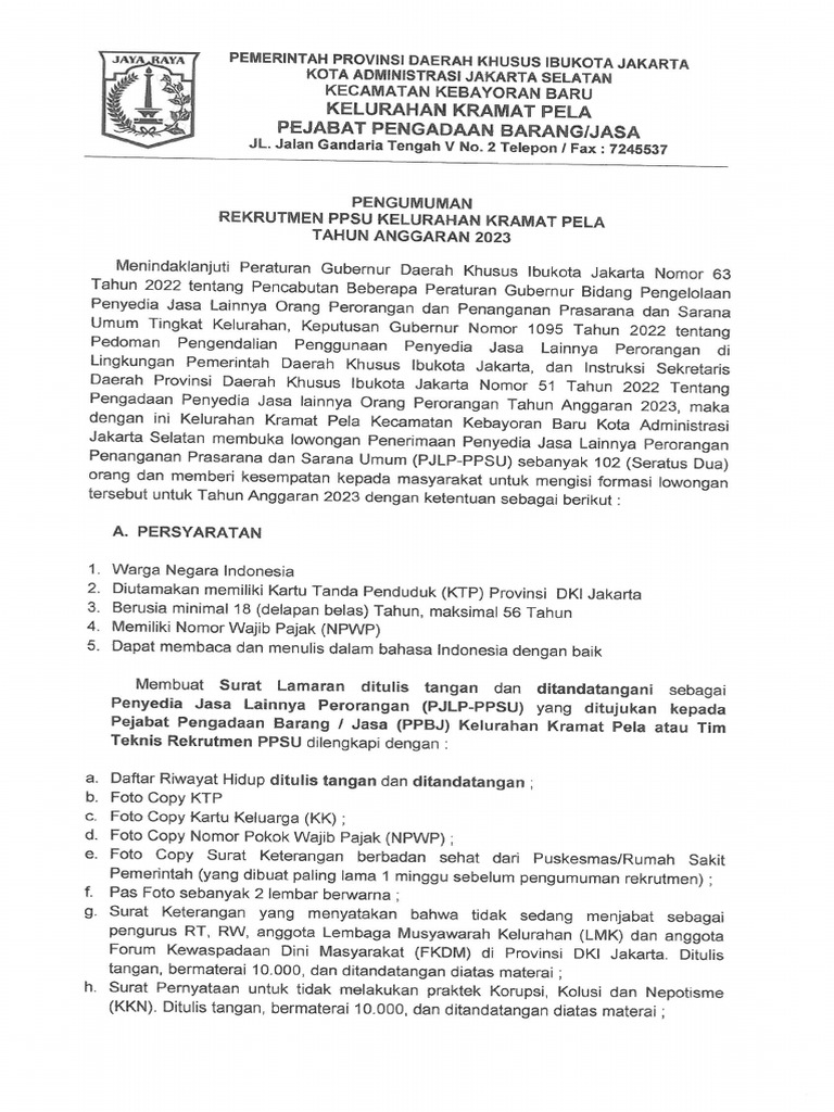 Rekrutmen PPSU 2023 | PDF