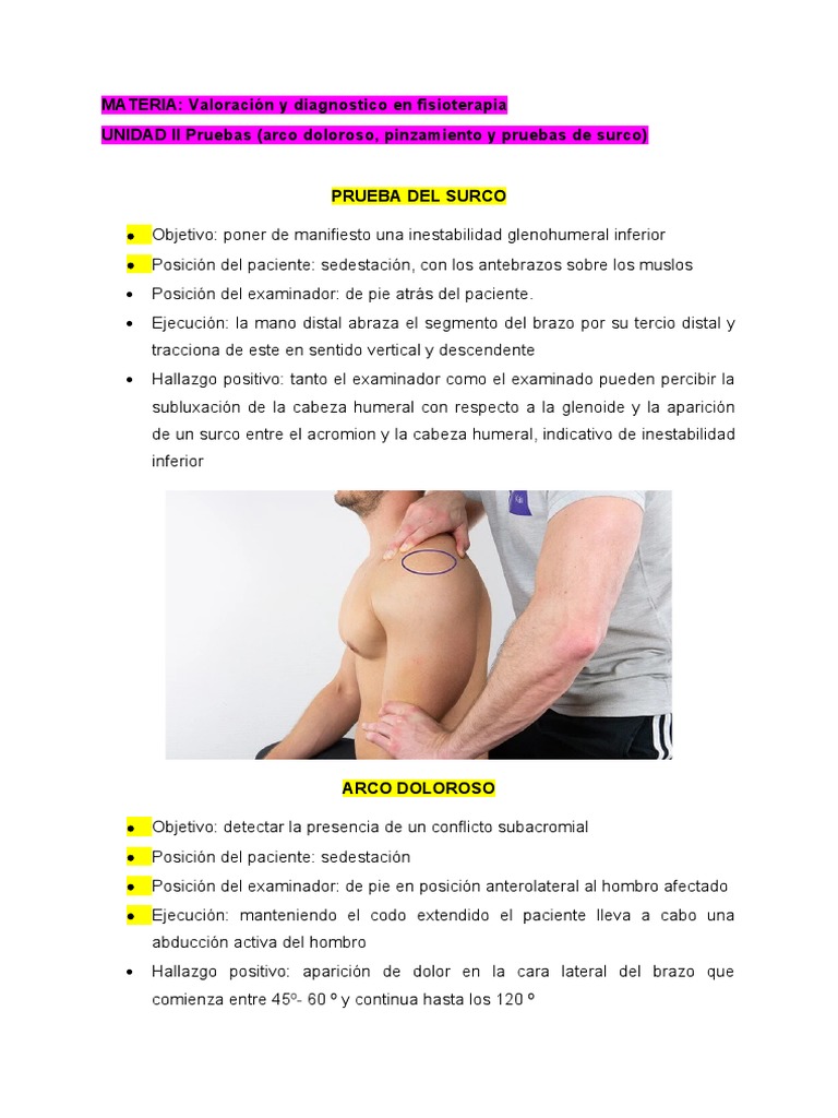 Pruebas Valoracion y Diagnostico | PDF | Hombro | Articulaciones
