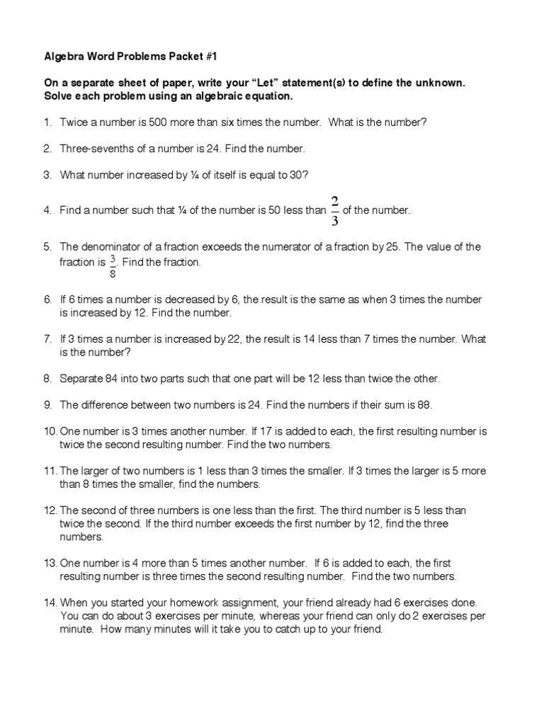 algebra word problems | PDF | Numbers | Triangle