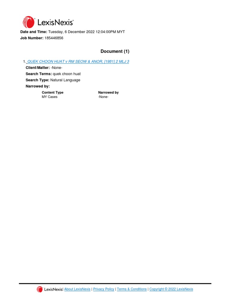 QUEK CHOON HUAT V RM SEOW & ANOR | PDF | Judgment (Law) | Government