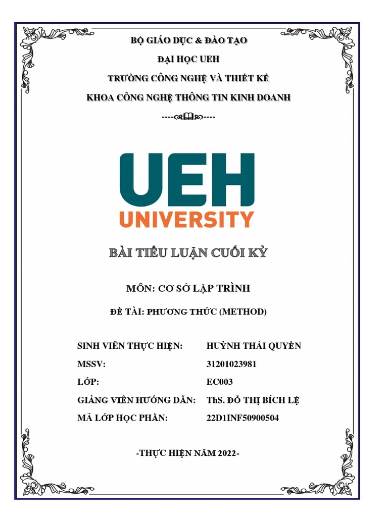 HUỲNH THÁI QUYỀN-31201023981- TL CSLT | PDF
