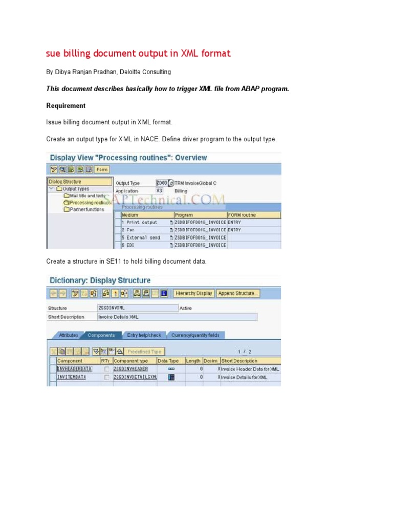 Issue Billing Document Output In Xml Format Pdf