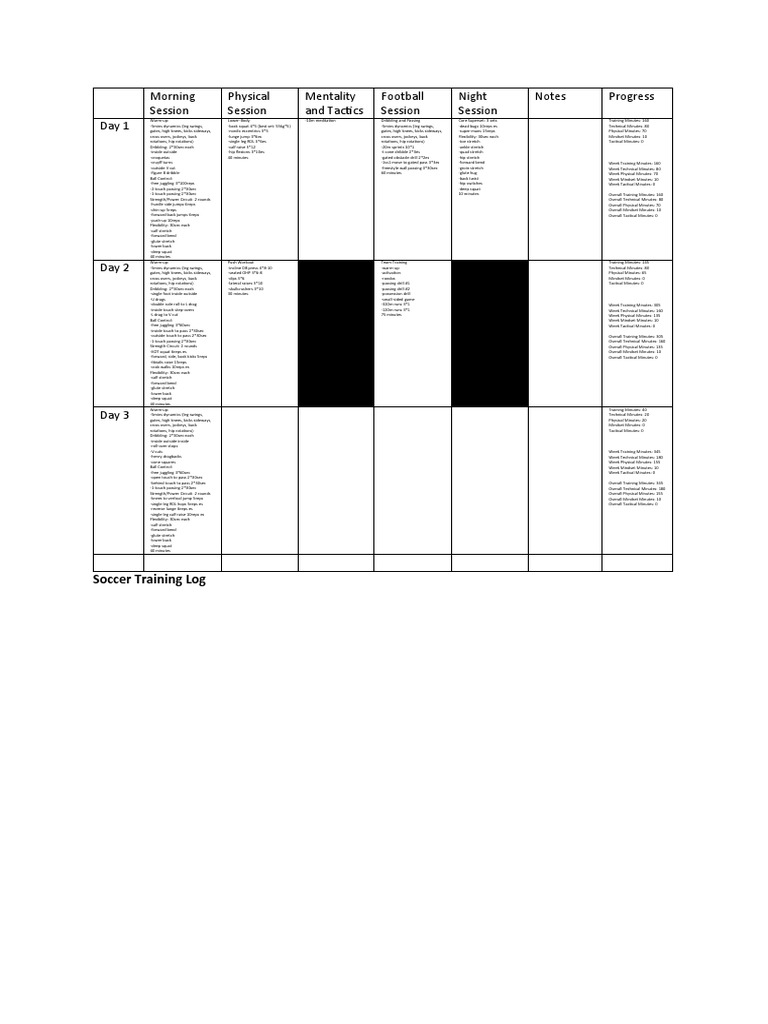 Soccer Training Diary | PDF | Hobbies | Sports