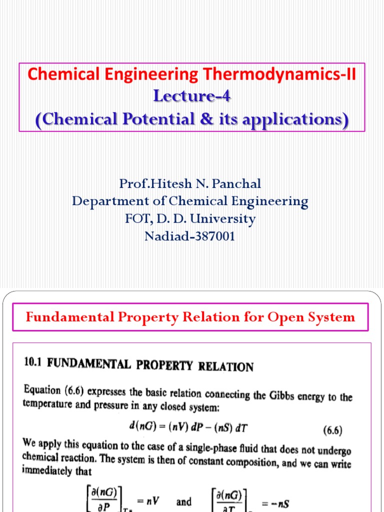 Lecture-4 Chemical Potential & Its Applications | PDF