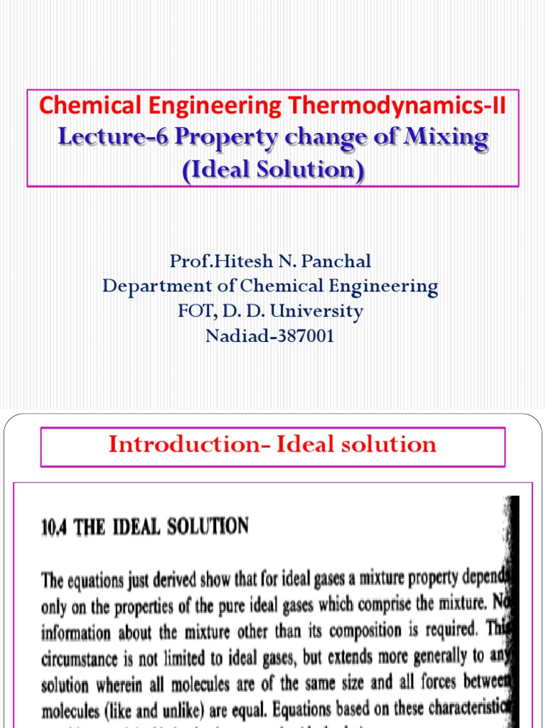 Lecture 6 Property Change Of Mixing Ideal Solution Pdf