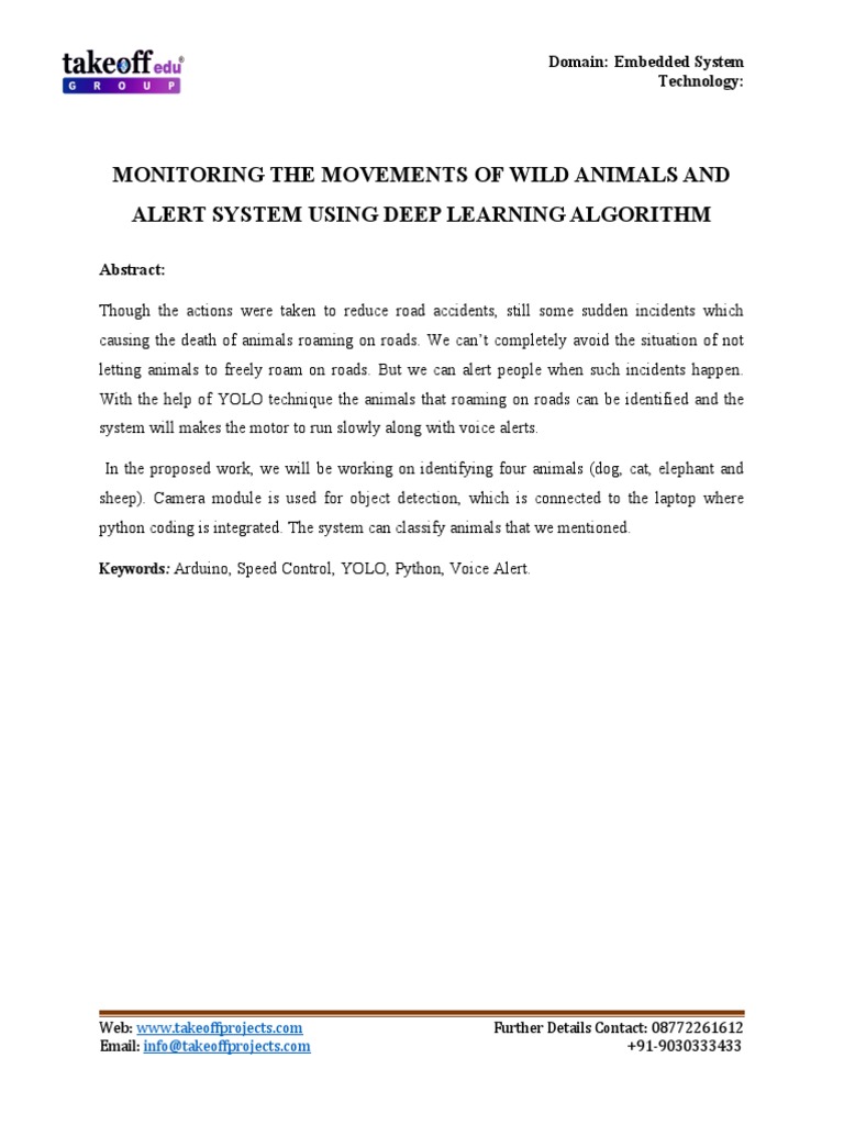 Monitoring The Movements of Wild Animals and Alert System Using Deep ...