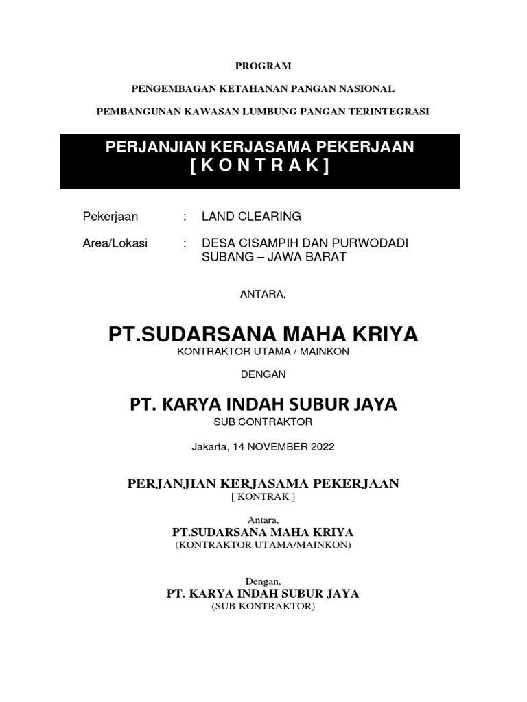 Kontrak Subang PT Kisj Subcon | PDF
