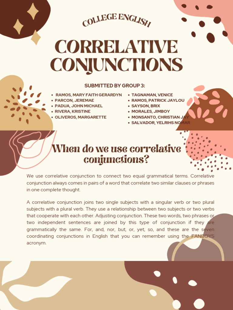 Correlative Conjunctions | PDF | Subject (Grammar) | Human Communication