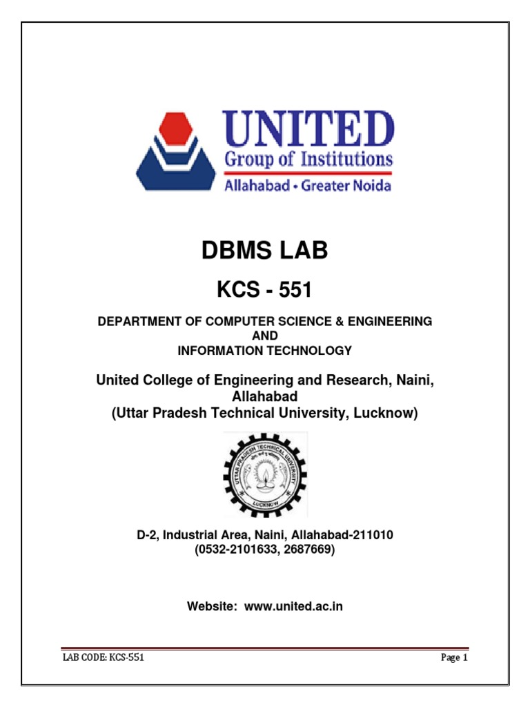 Ucer Lab Manual DBMS | PDF | Databases | My Sql