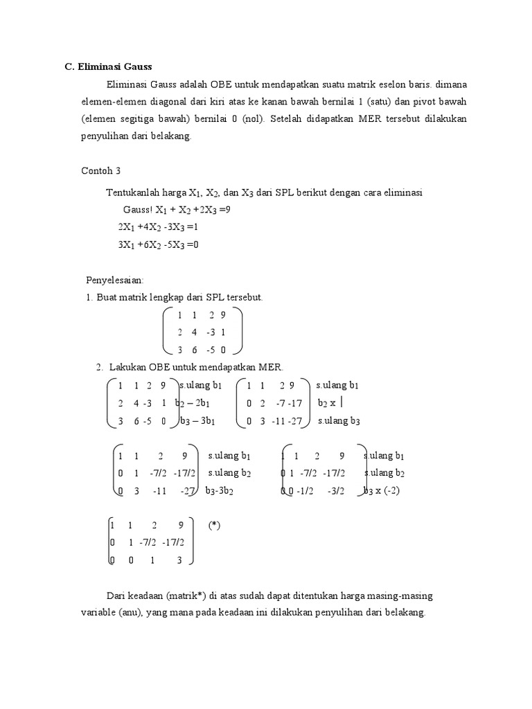 Eliminasi Gaus | PDF
