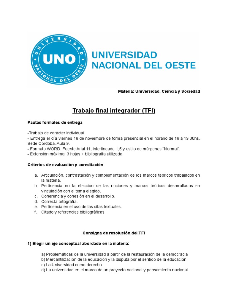 Trabajo Final Integrador TN | PDF | Ensayos | Bibliografía