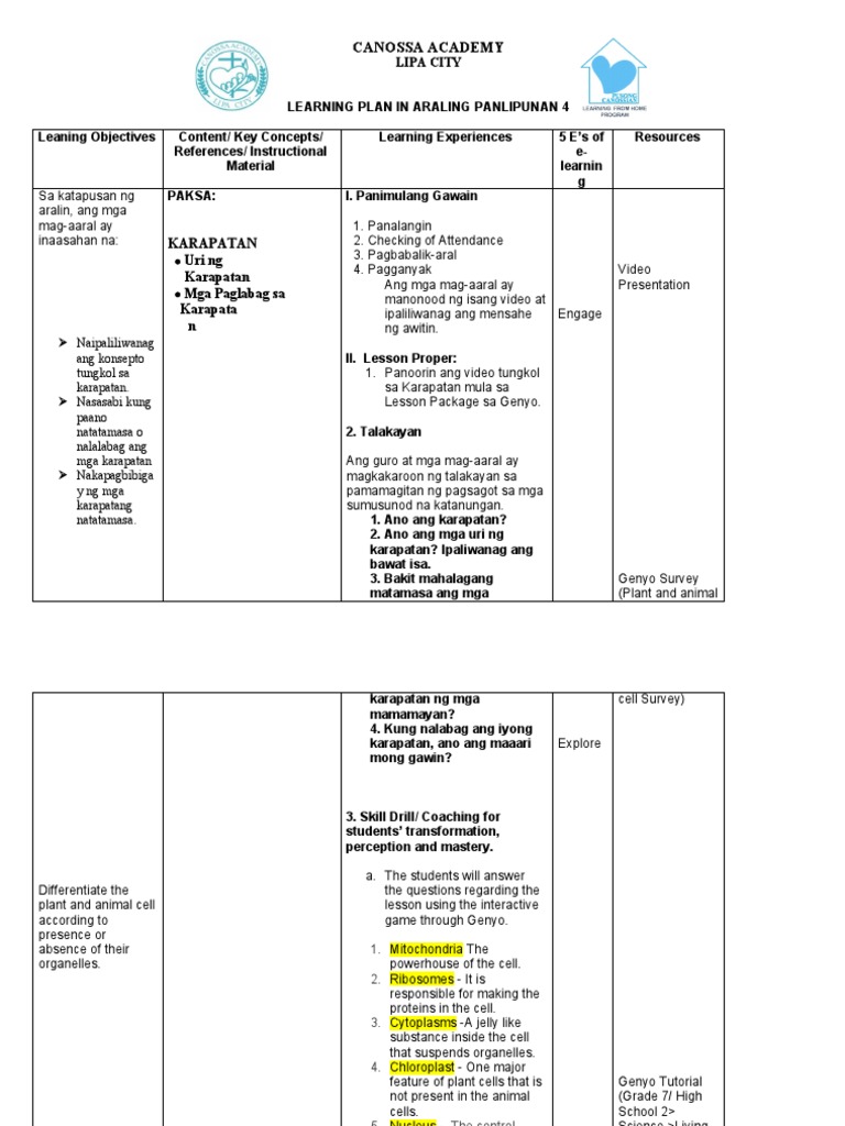Genyo Learning Plan March10 | PDF | Endoplasmic Reticulum | Cell (Biology)