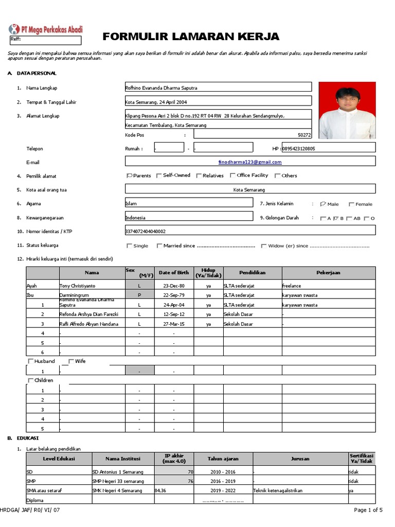 Form 1 HRD PT MPA | PDF