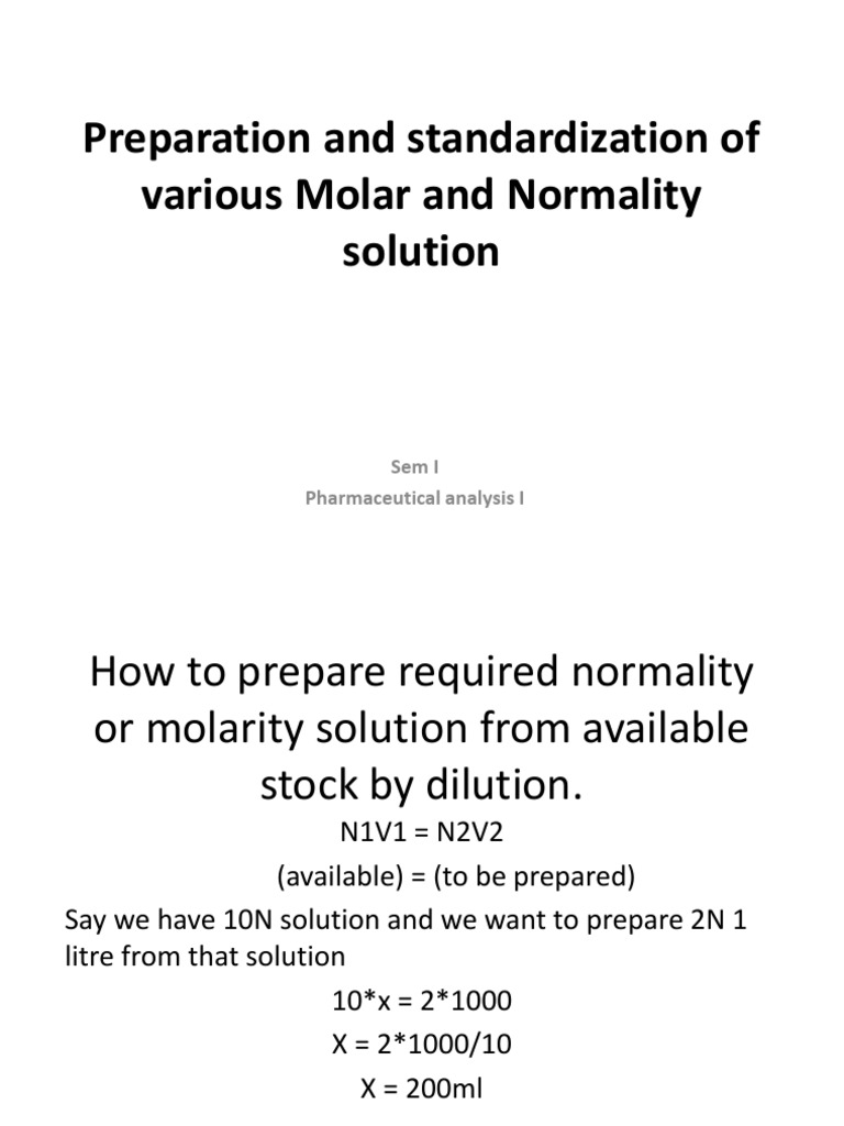 Unit 4 Preprations and Standardisation of Standard Solutions | PDF ...