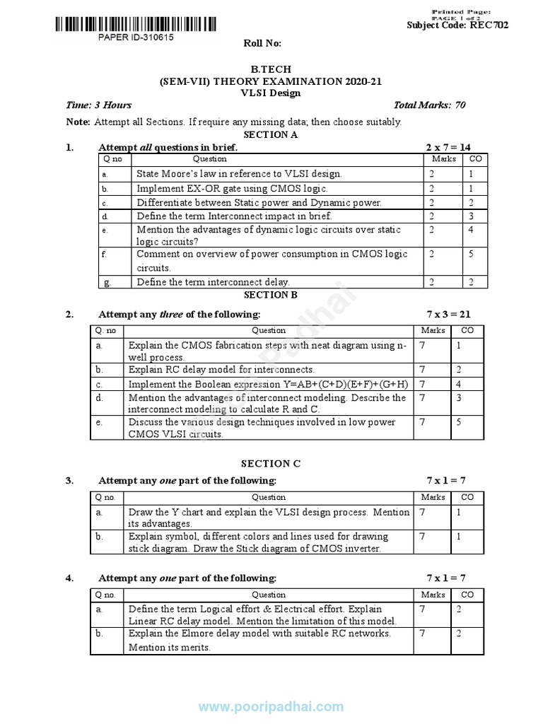 VLSI Design REC702 | PDF | Cmos | Logic Gate