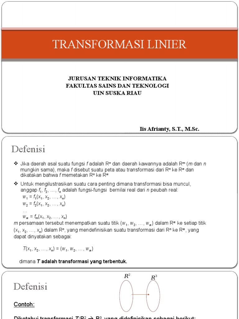 Bab Transformasi Linear - Pertemuan 11-12 | PDF | Metode & Bahan Ajar