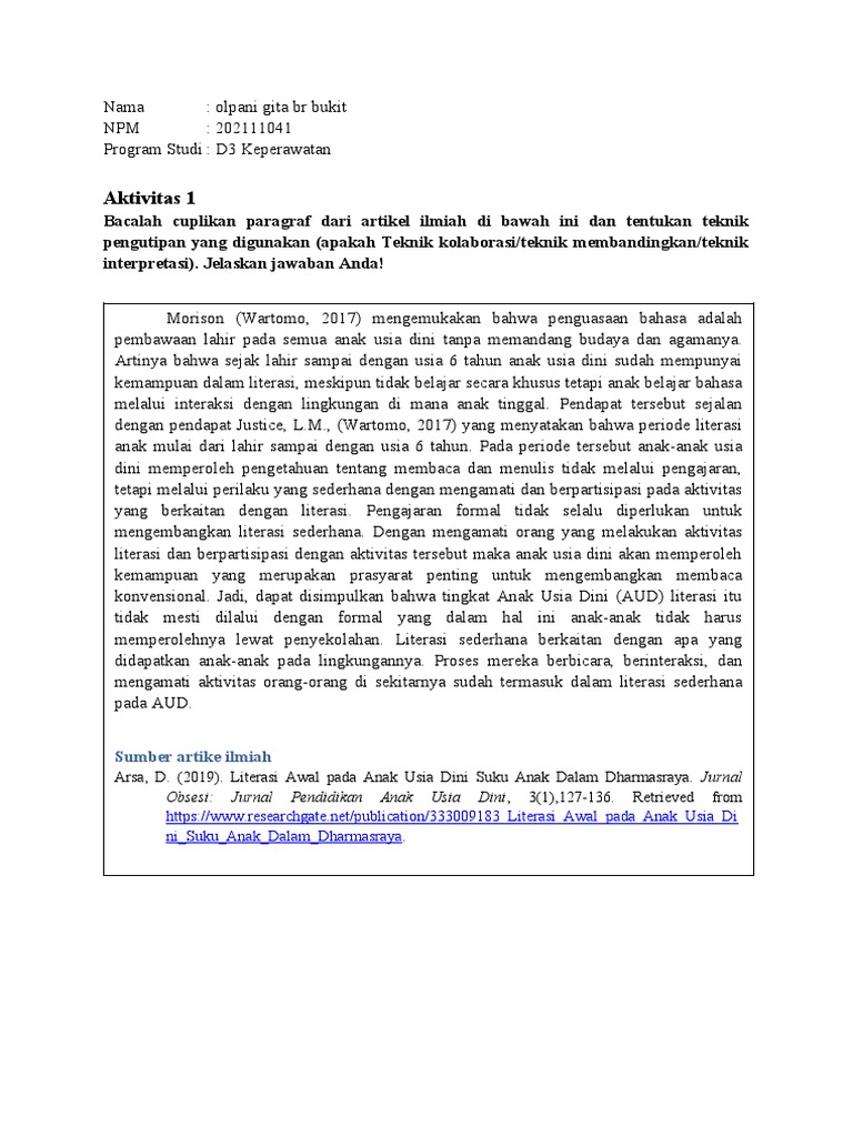 Olpani Gita BR Bukit - Tugas B.Indonesia | PDF