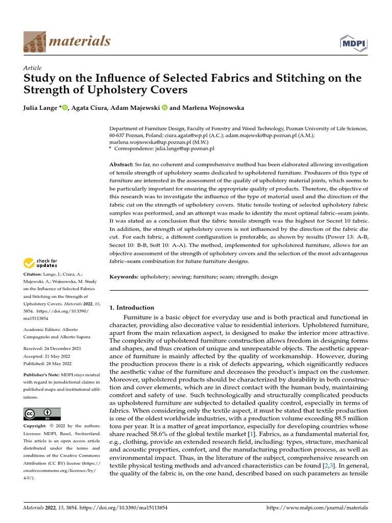 Study On The Influence of Selected Fabrics and Stitching On The ...