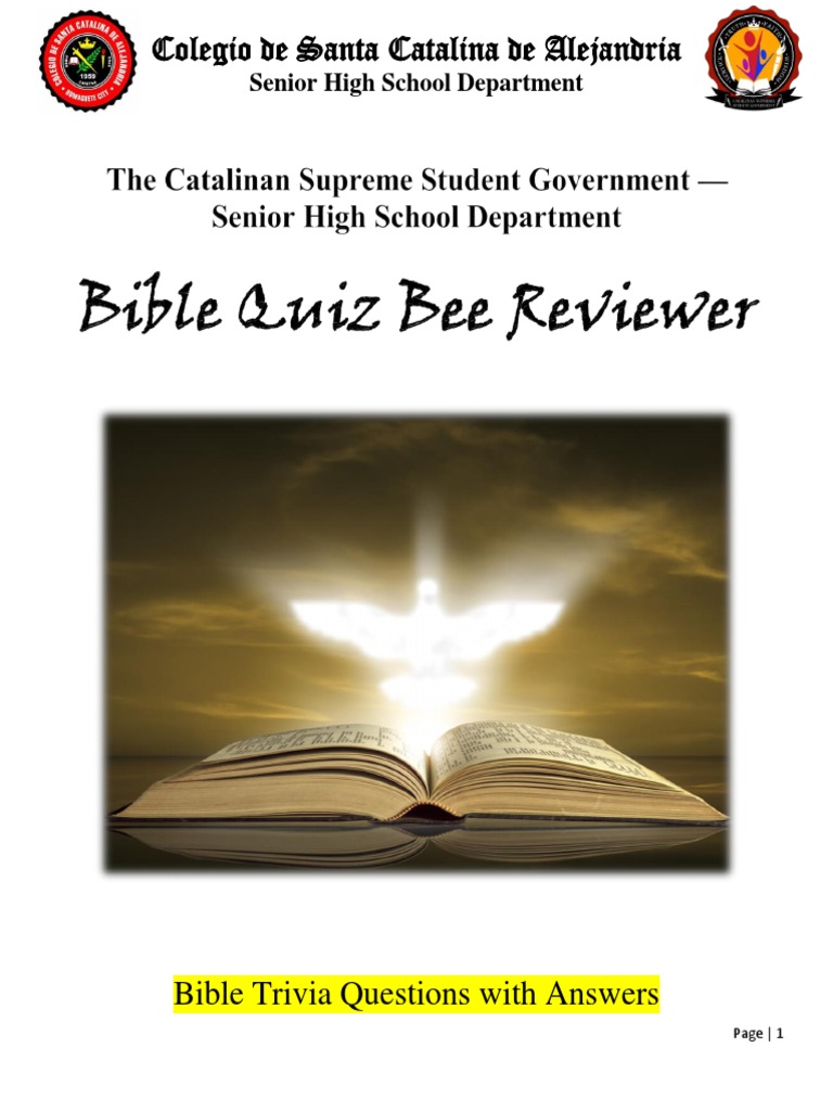 Bible Quiz Bee Reviewer | PDF | Jesus | Book Of Genesis