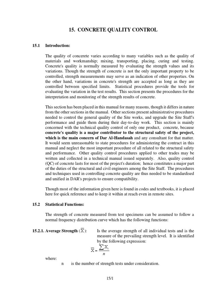 Concrete Quality Control Guide | PDF | Concrete | Standard Deviation