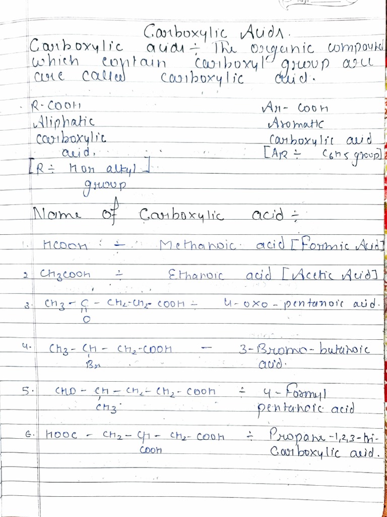 Carboxylic Acid Notes | PDF | Organic Acids | Hydrogen