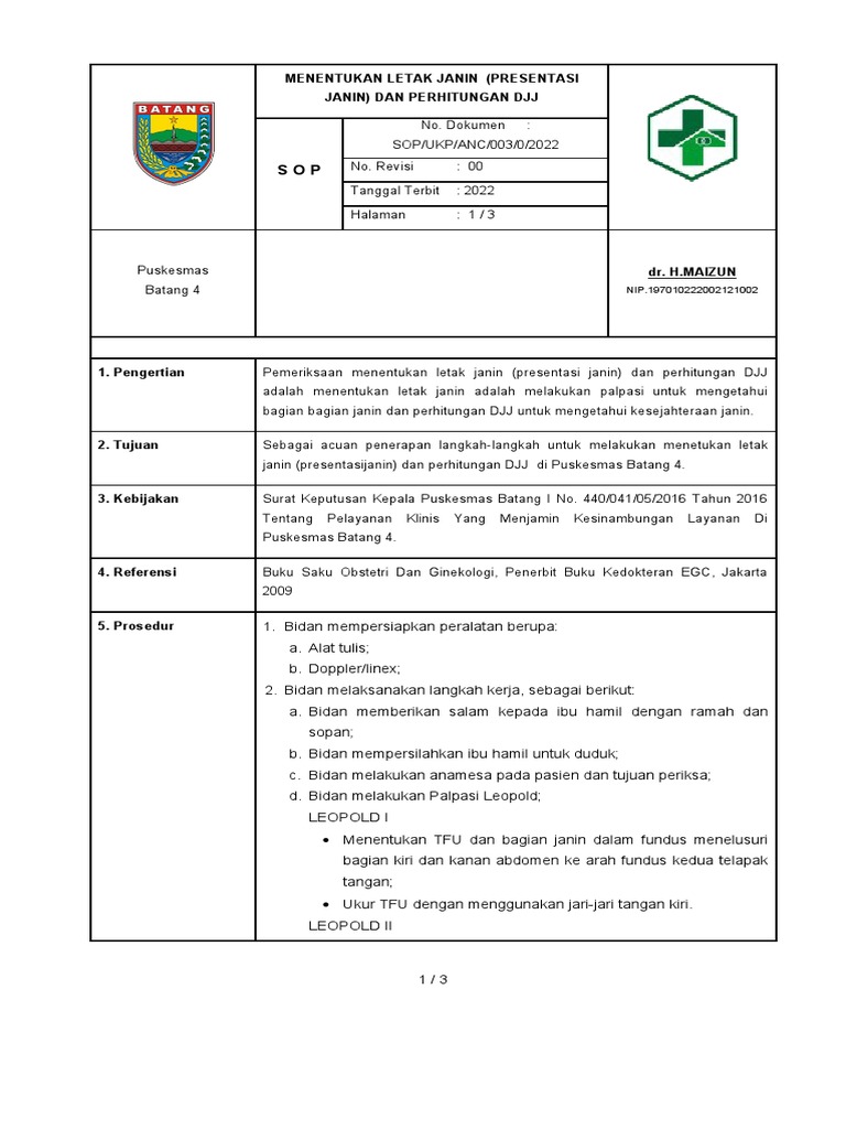003.SOP Menentukan Letak Janin | PDF