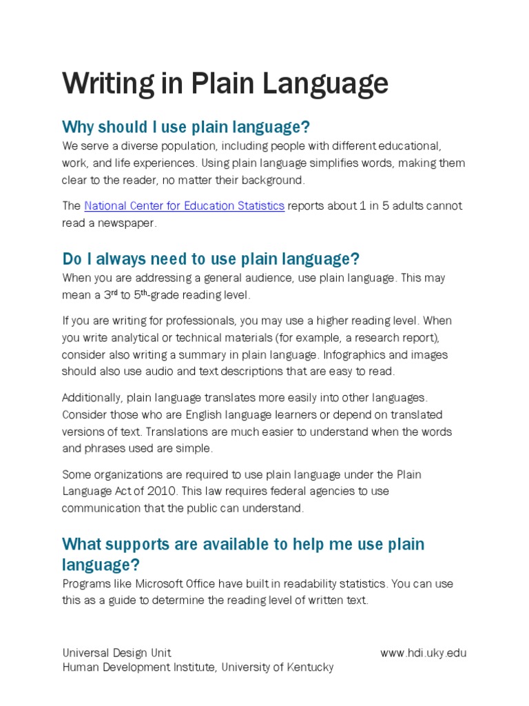 Practical Strategiesfor Writingin Plain Language | PDF | Plain Language ...