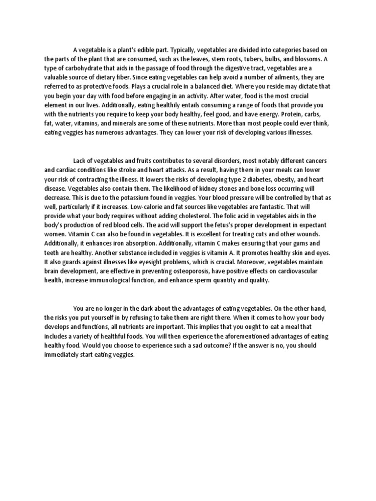 Perks of Eating Vegetables | PDF | Foods | Vegetables