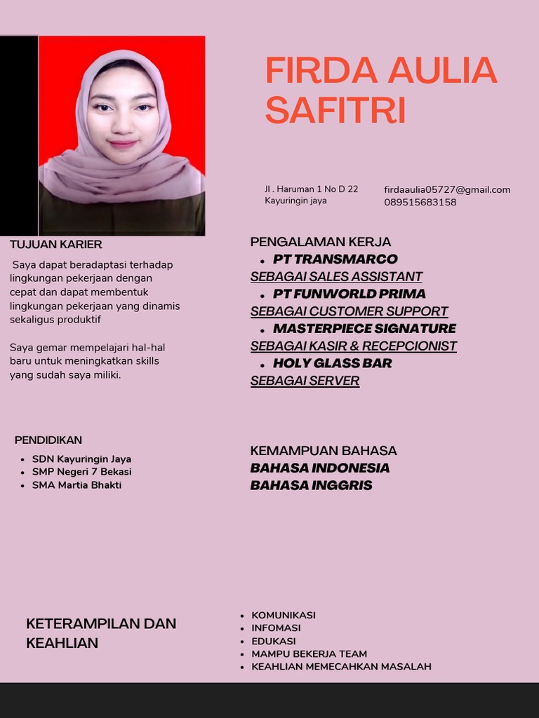 Profil Karier Firda Aulia Safitri | PDF