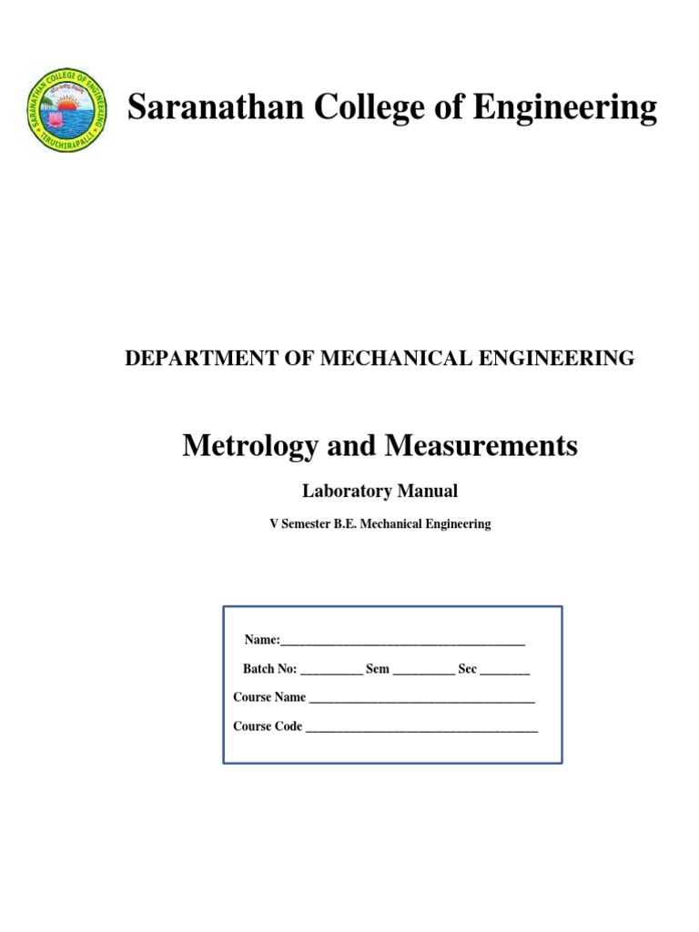 ME8513 Lab Manual | PDF | Gear | Metrology