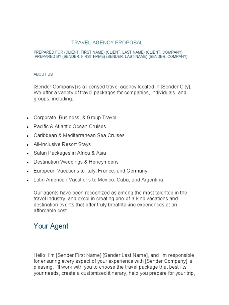 Travel Agency Proposal | PDF | Travel Agency