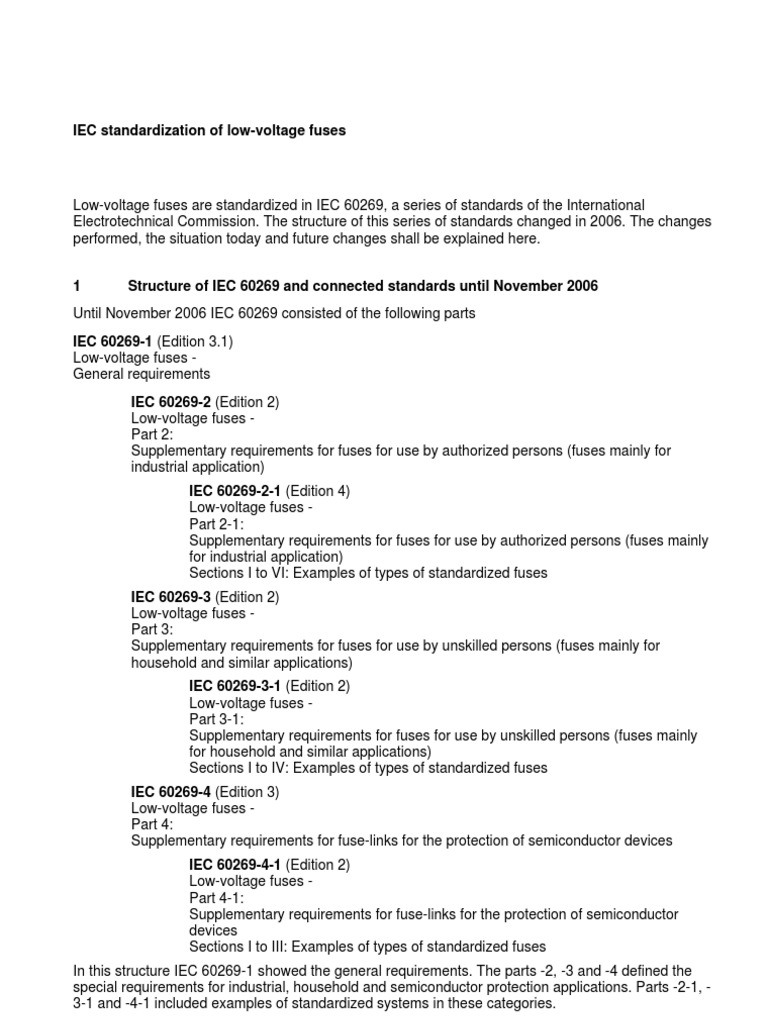 Iec Standards For Low Voltage Fuses | PDF | Fuse (Electrical ...