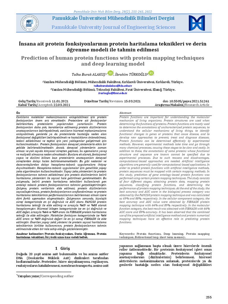 Nsana Ait Protein Fonksiyonlar - N - N Protein Haritalama Teknikleri Ve Derin - Renme Modeli Ile ...