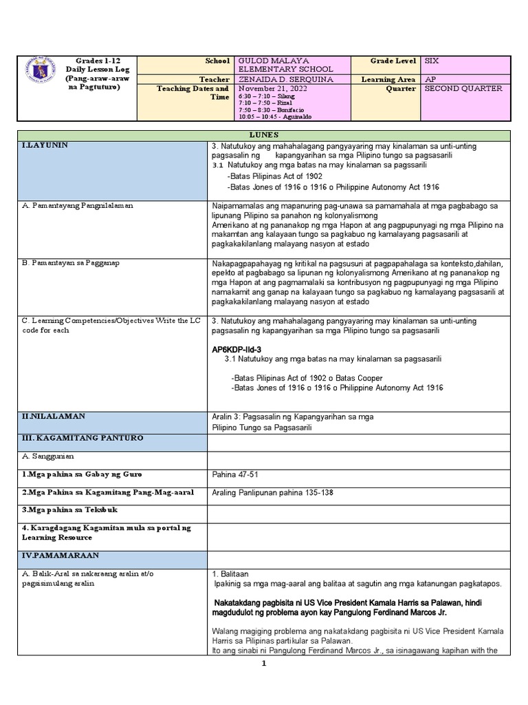 Ap6 DLP Q2 Week3 Day1 | PDF
