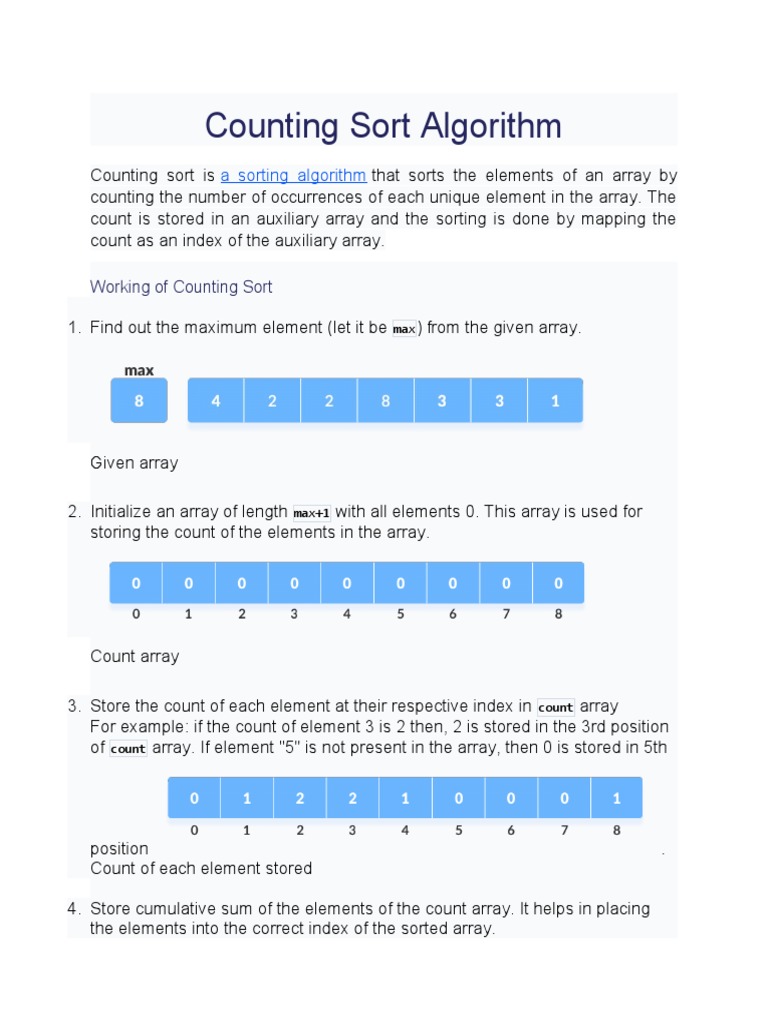 Bucket Sort, Radix Sort and Counting Sort | PDF | Time Complexity ... Bucket Sort, Radix Sort and Counting Sort | PDF | Time Complexity ...