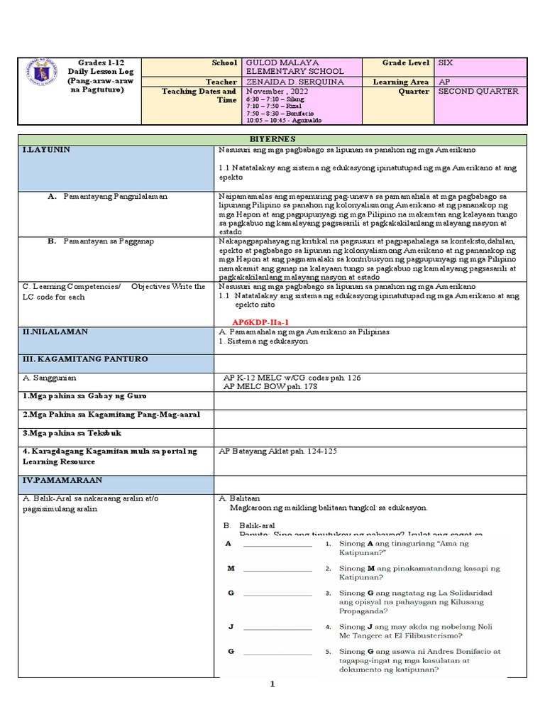 Ap6 DLP Q2 Week2 Day1 | PDF
