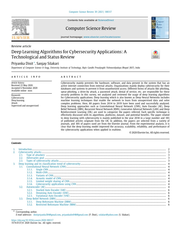 Deep Learning Algorithms For Cybersecurity Pdf Deep Learning Artificial Neural Network