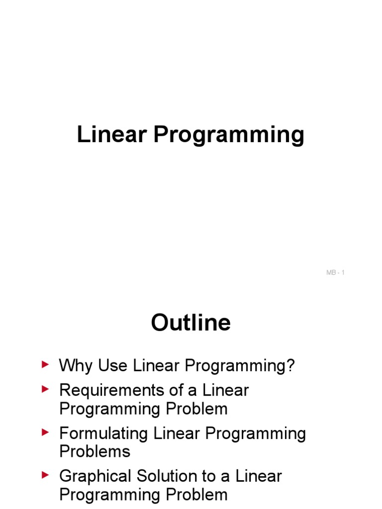 Chapter 1 Linear Programming Pdf Linear Programming Mathematical Optimization