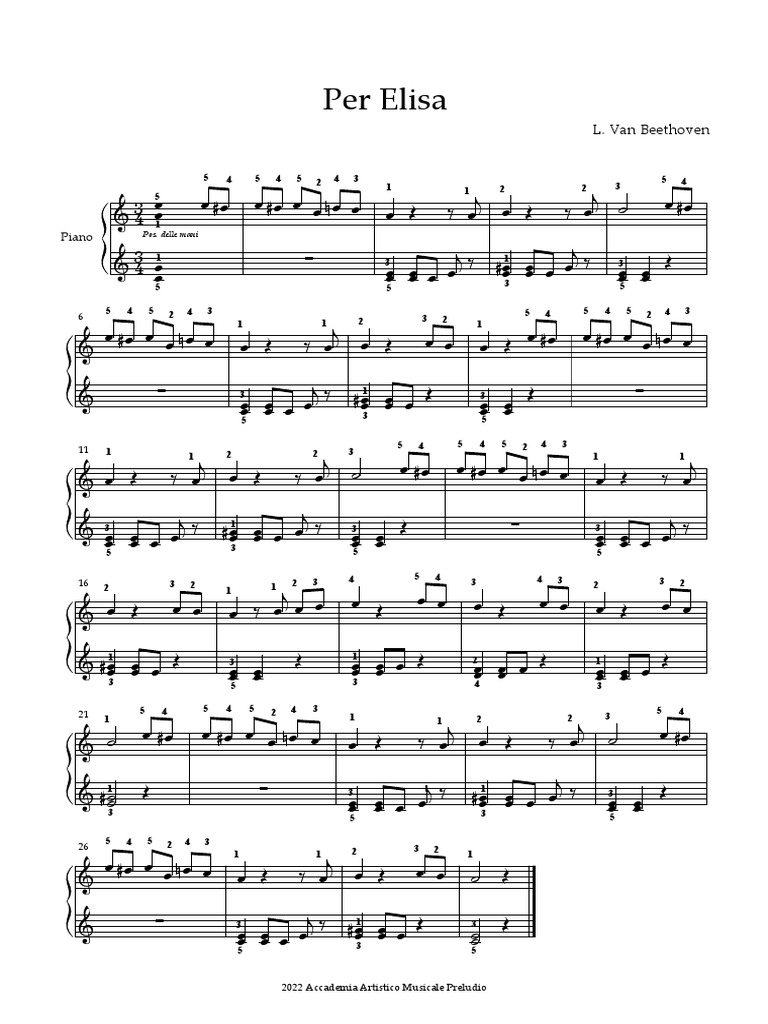 Beethoven - Per Elisa Piano Ultra Easy | PDF