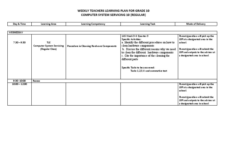 Tle Ict Css 10 Weekly Teachers Plan Quarter 3 Week 3 4 | PDF | Computing | Computer Science