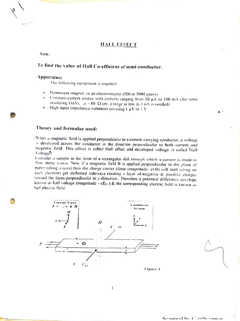 Haul Effect | PDF | Magnetic Field | Voltage