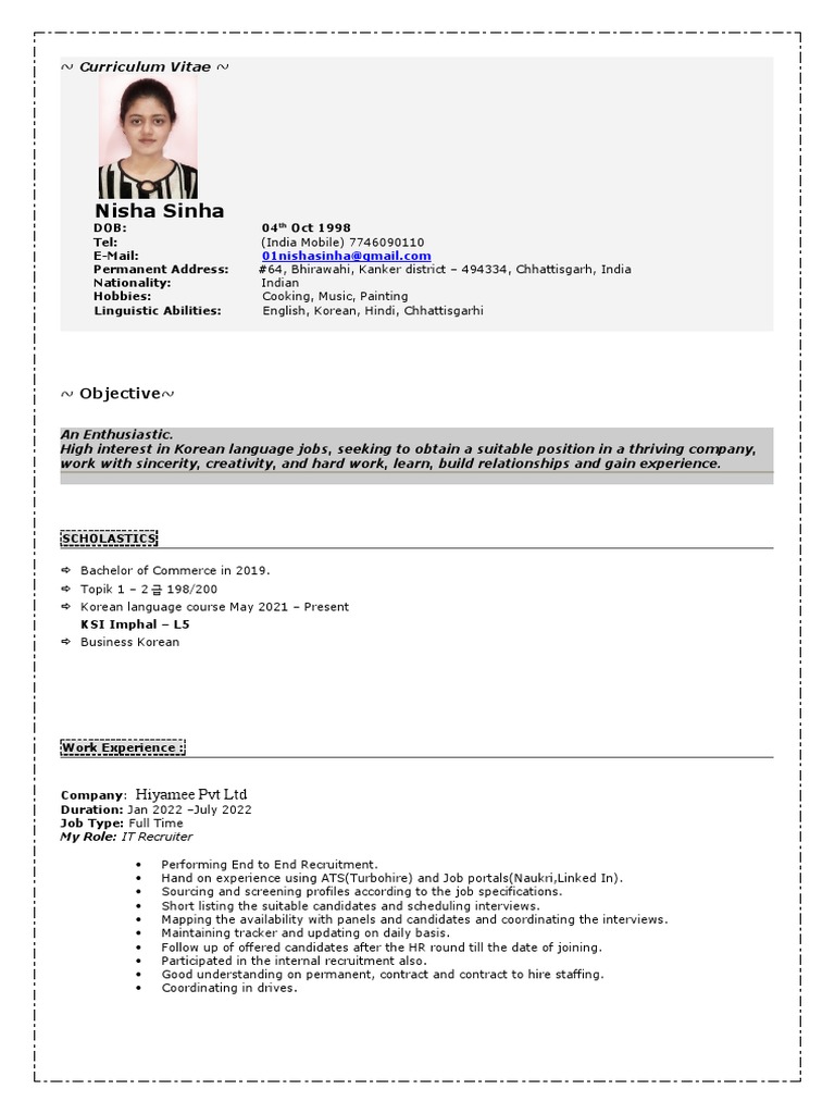 Nisha - KL CV | PDF | Linguistics | Communication