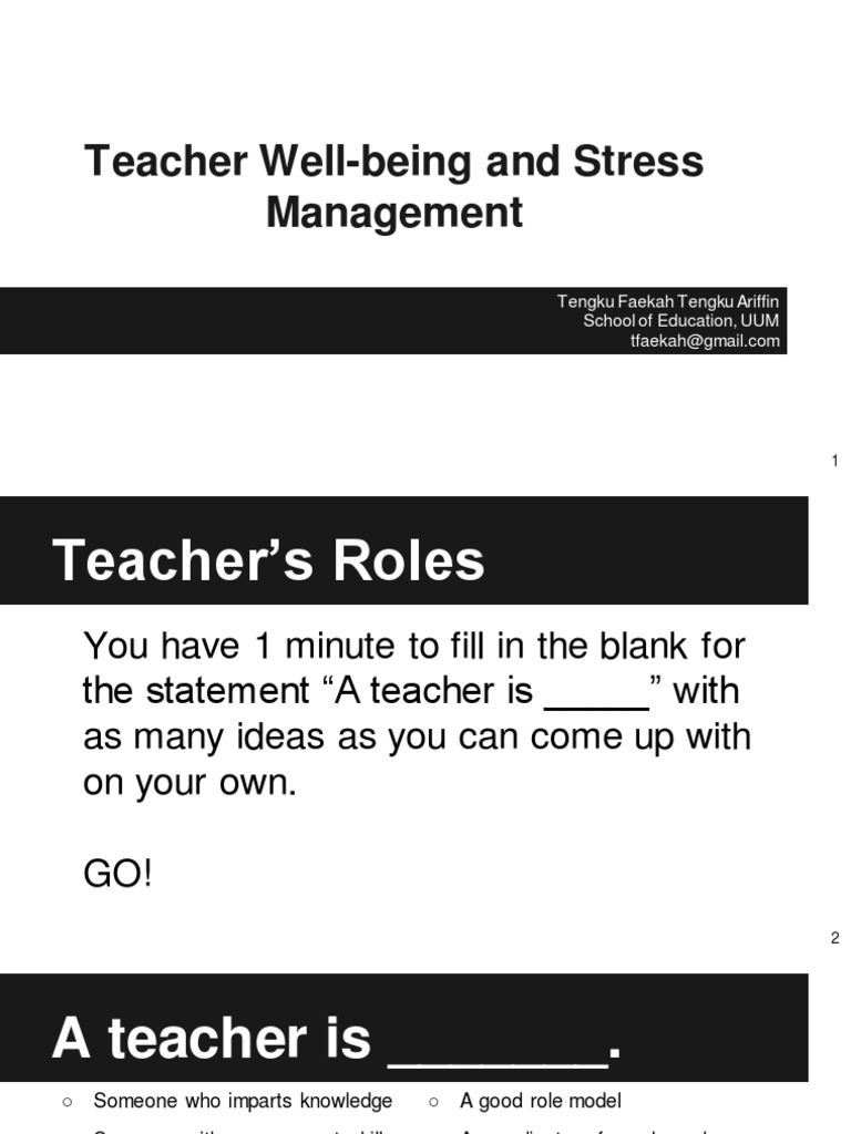 Teacher Wellbeing For SGDU Class | PDF | Teachers | Well Being