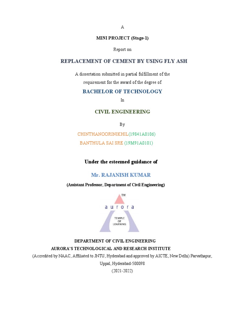 Mini Project Final Repot NS | PDF | Concrete | Cement