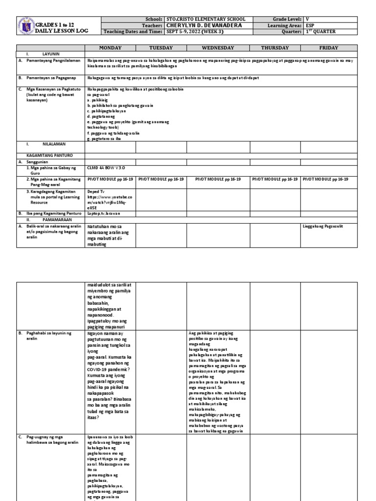 ESP 5 WEEK 3 Che | PDF