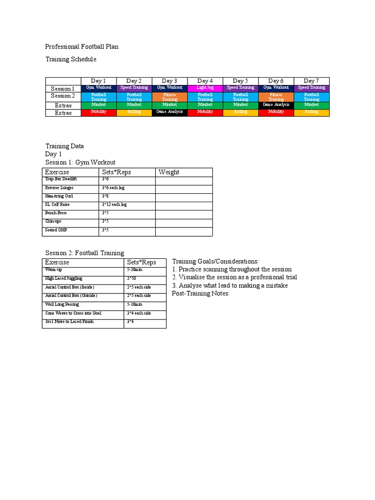 Professional Football Plan | PDF
