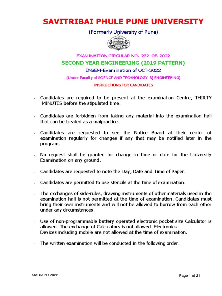 S.E. 2019 Pattern Insem Exam Timetable For Oct - 2022 Exam | PDF | Engineering | Mechanical ...